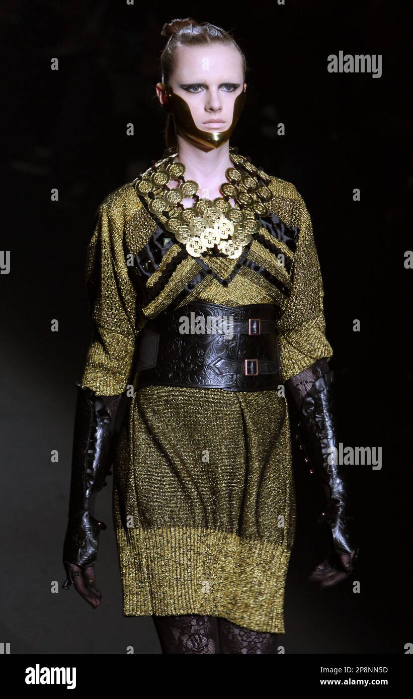 A model shows a creation by Japanese designer Tamae Hirokawa's "Somarta ...