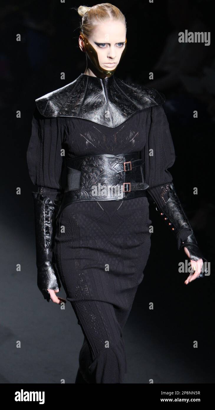 A model shows a creation by Japanese designer Tamae Hirokawa's "Somarta ...