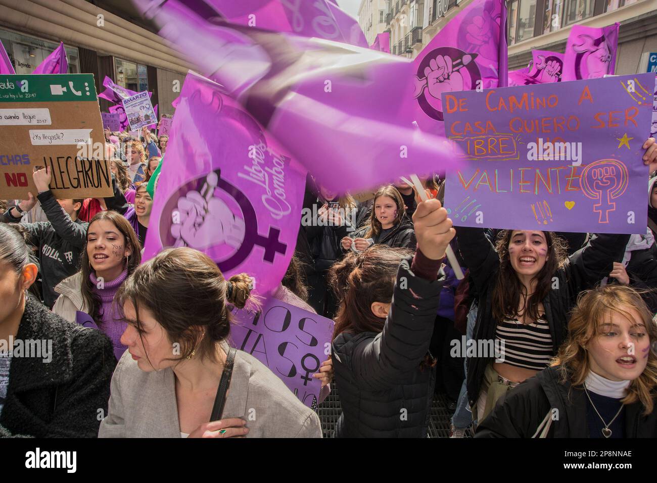 March 8, 2023, Madrid, Madrid, Spain: Thousands of people have taken to ...
