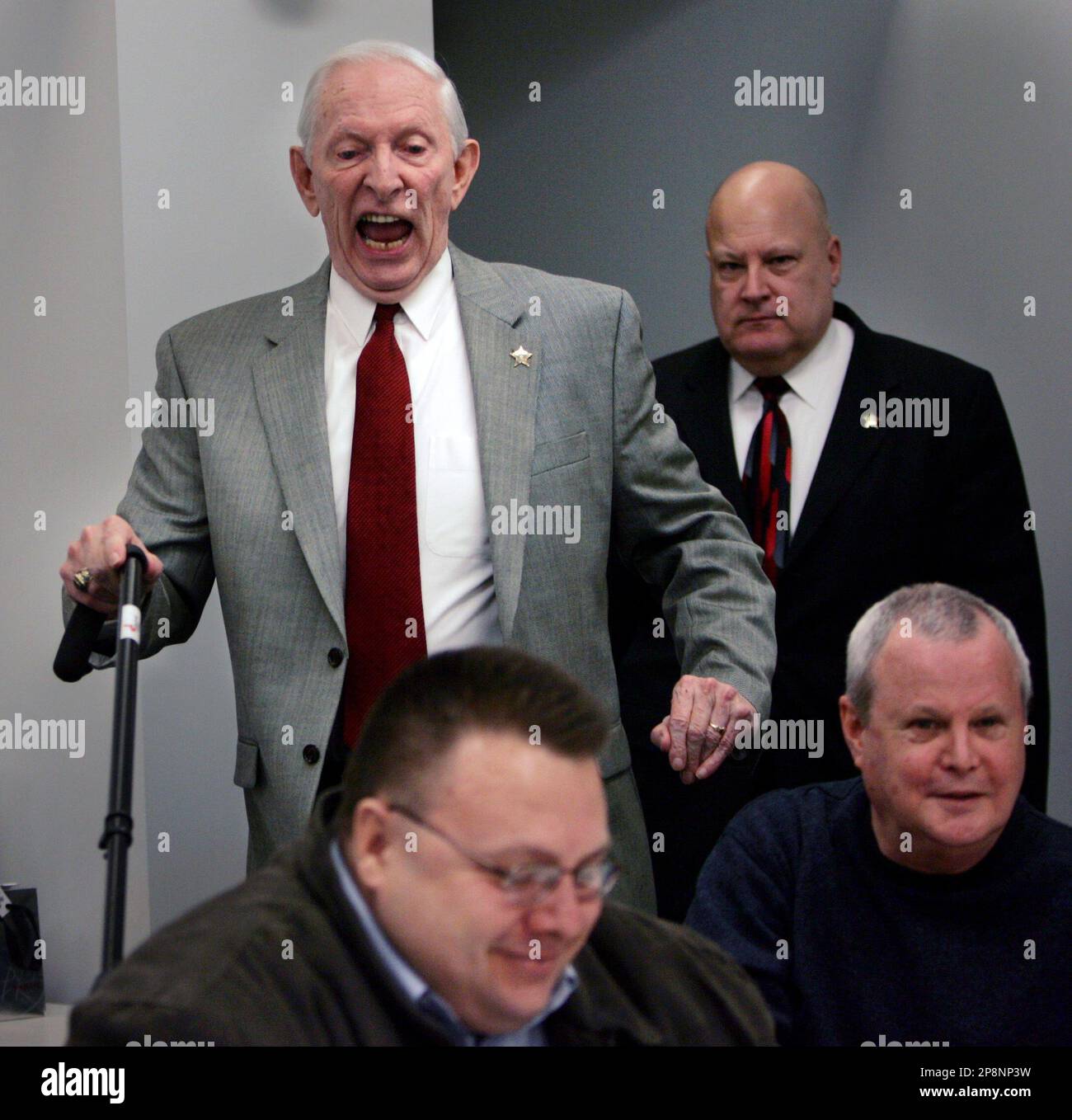 Cuyahoga County Sheriff Gerald McFaul pokes Plain Dealer reporter Mark ...