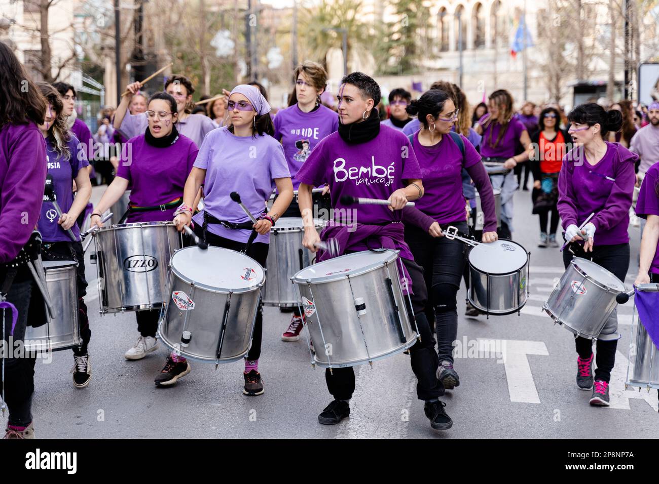 people demonstrating in the streets of Granada, on international women ...