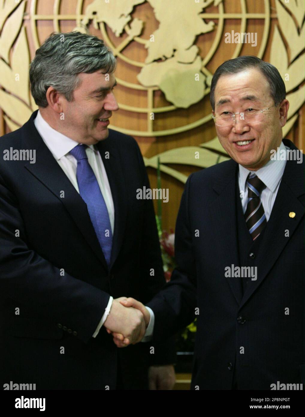 United Nations Secretary-General Ban Ki-moon, right, meets British ...