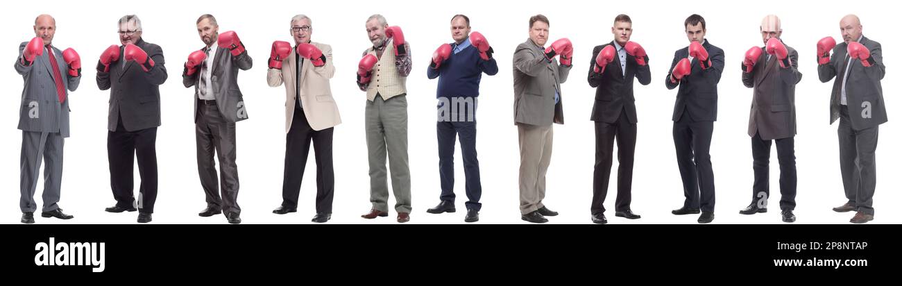 collage of businessmen in boxing gloves isolated Stock Photo - Alamy