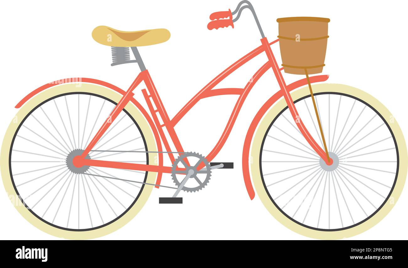 red bicycle with basket icon Stock Vector Image & Art - Alamy