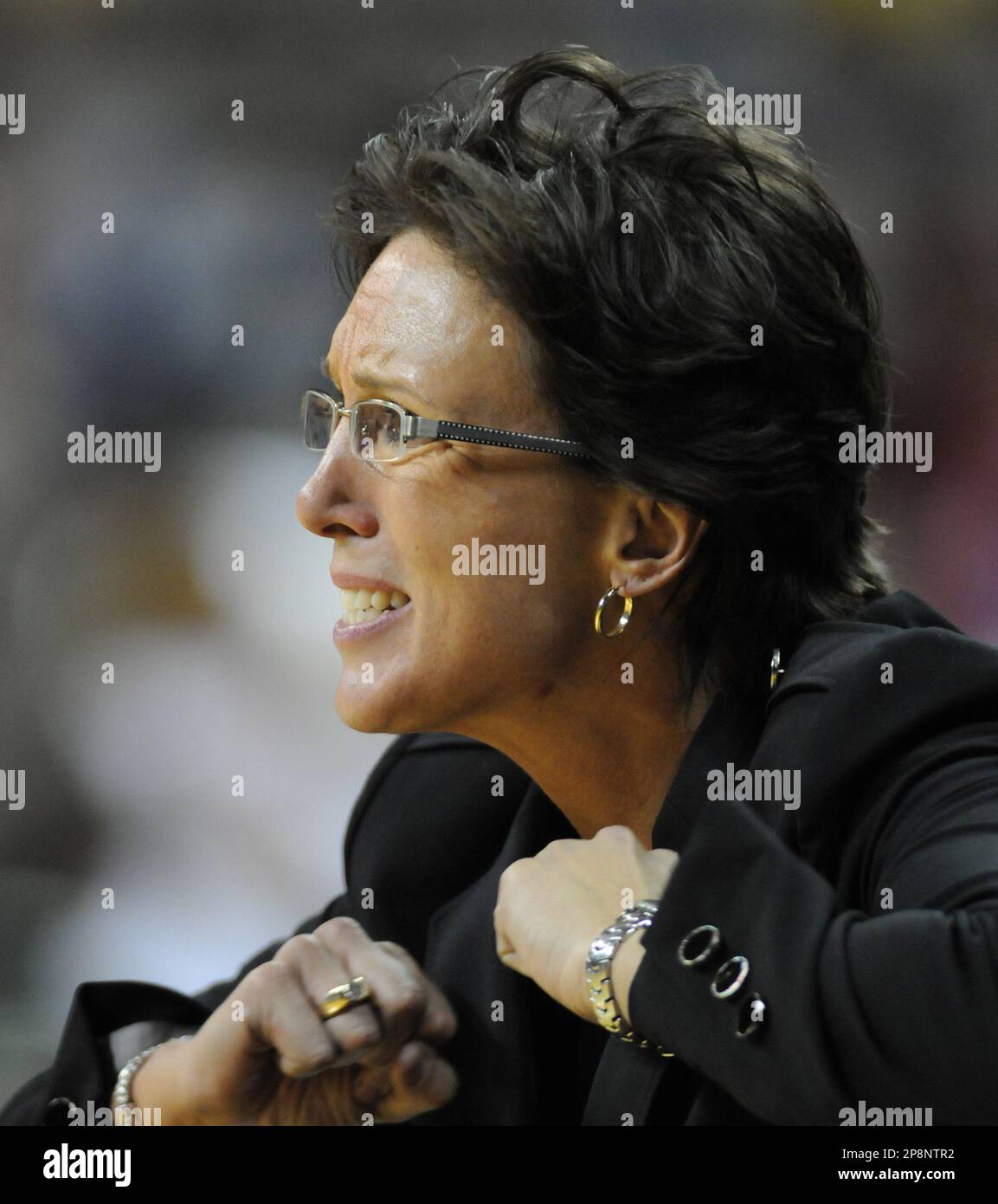Georgia Tech coach MaChelle Joseph gestures to her team during the ...