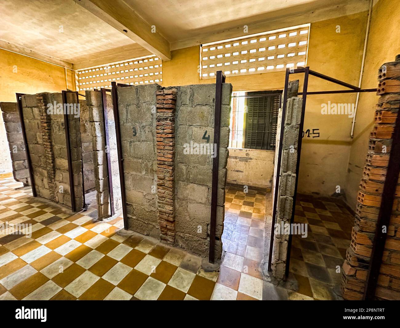 Rough built cells in a former classroom in the notorious Tuol Sleng S ...