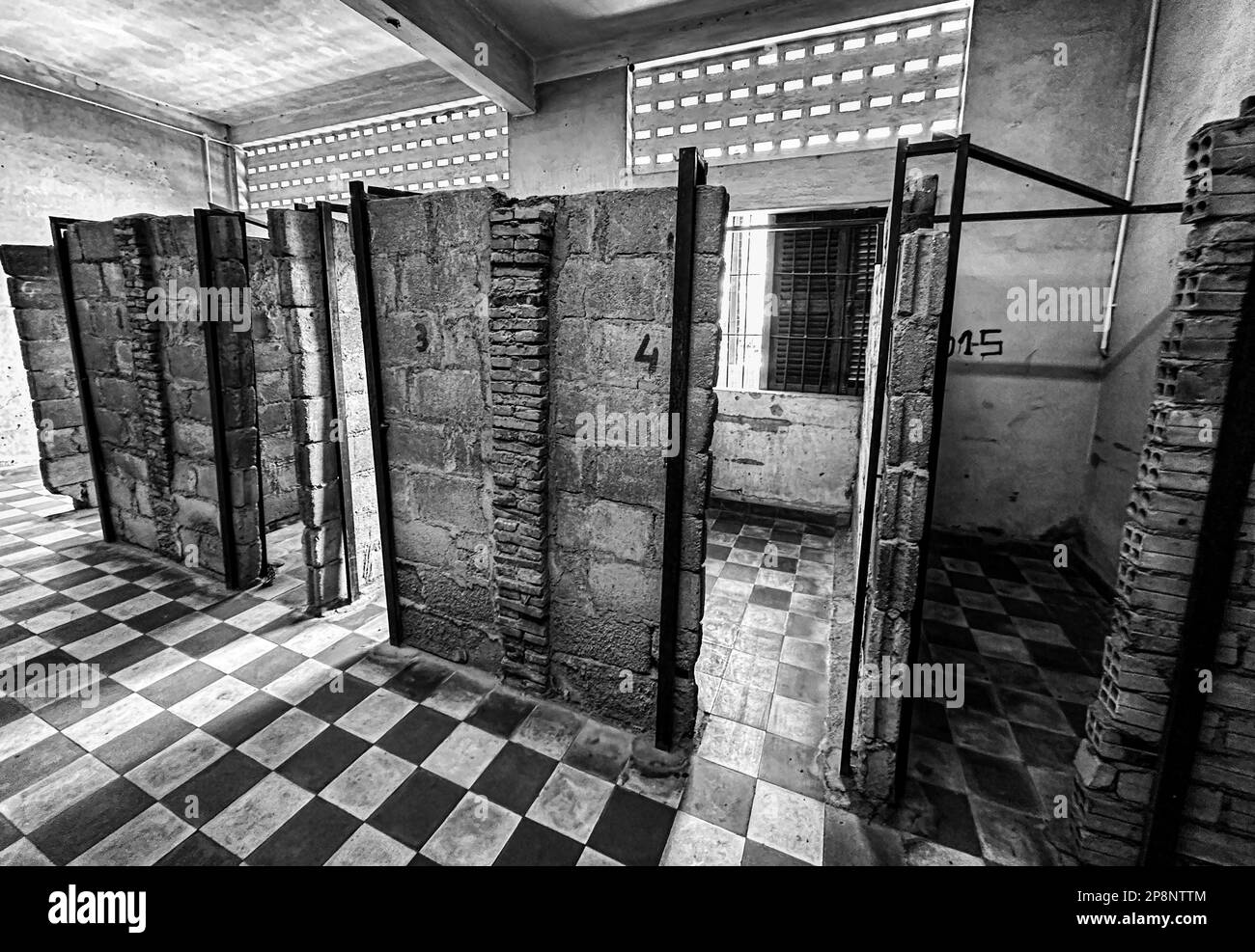 Rough built cells in a former classroom in the notorious Tuol Sleng S ...