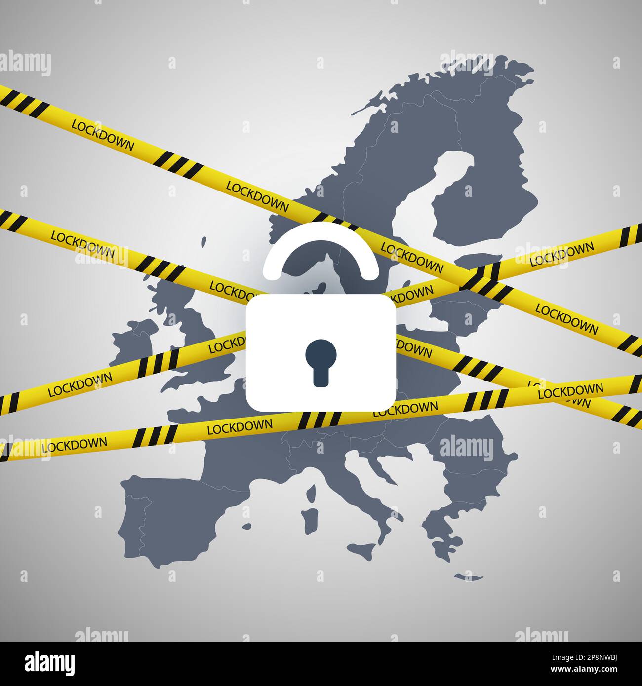 Lockdown in the European Union - Vector Design Concept with Map of EU ...
