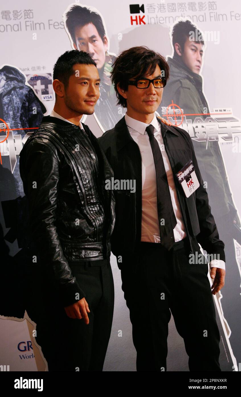 Taiwanese actor Ren Xianqi, right, and mainland Chinese actor Huang ...