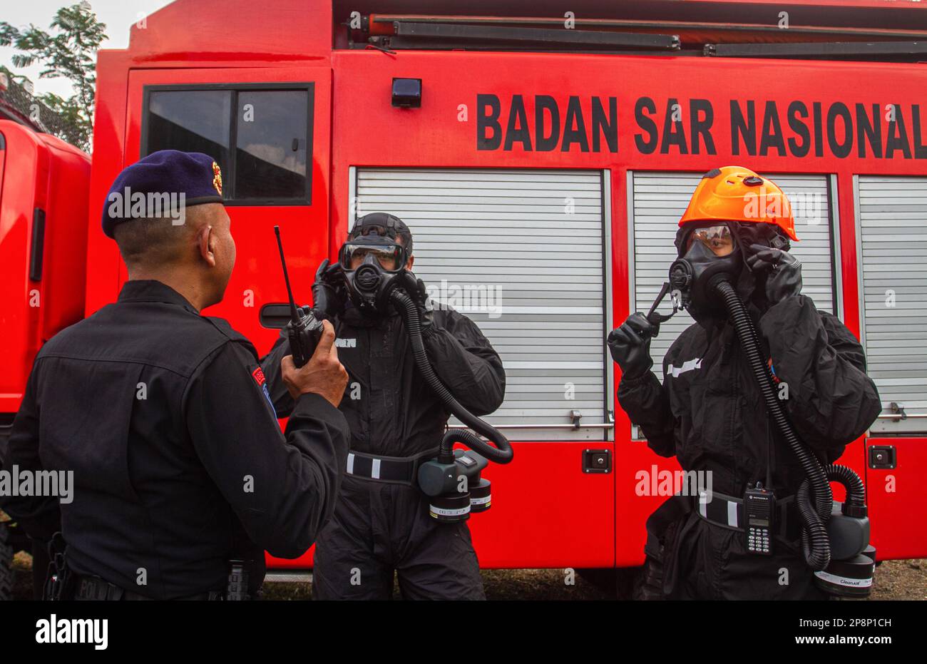 Yogyakarta, Indonesia. 09th Mar, 2023. Rescue workers take part in an ...