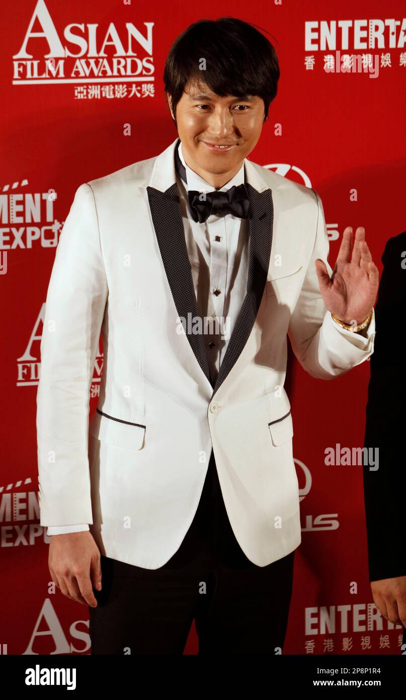 South Korean actor Jung Woo-sung arrives for the Asian Film Awards ...