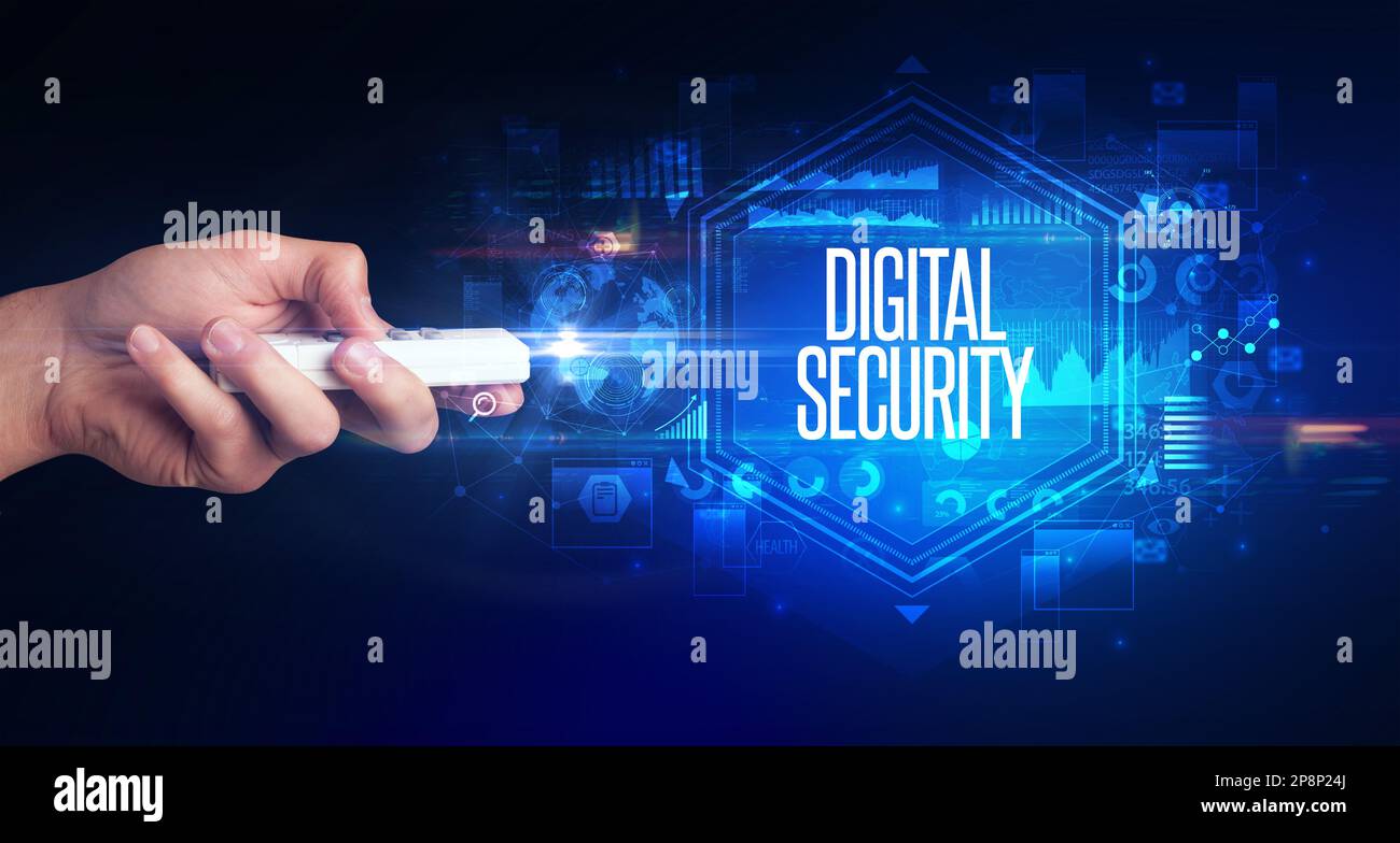 hand holding wireless peripheral, cyber security concept Stock Photo ...