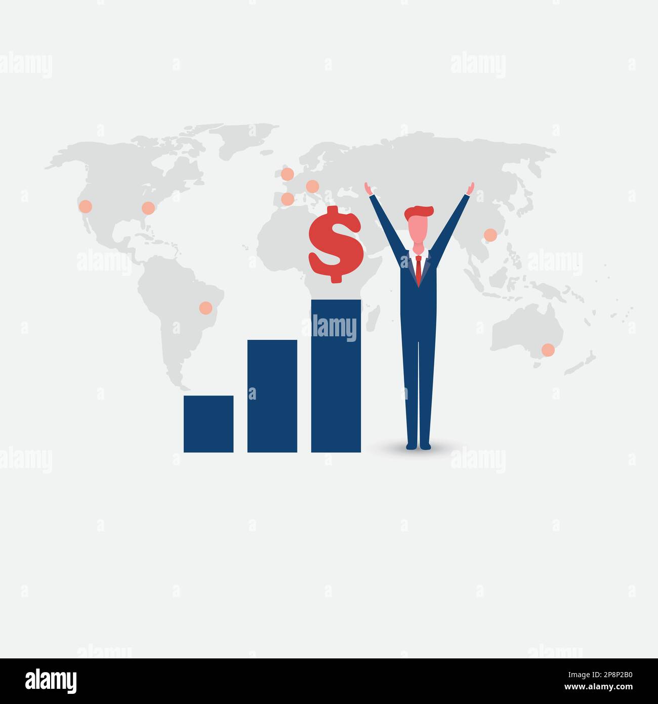 New Possibilities, Hope - Economy Growth - Happy Business Man with Arms ...