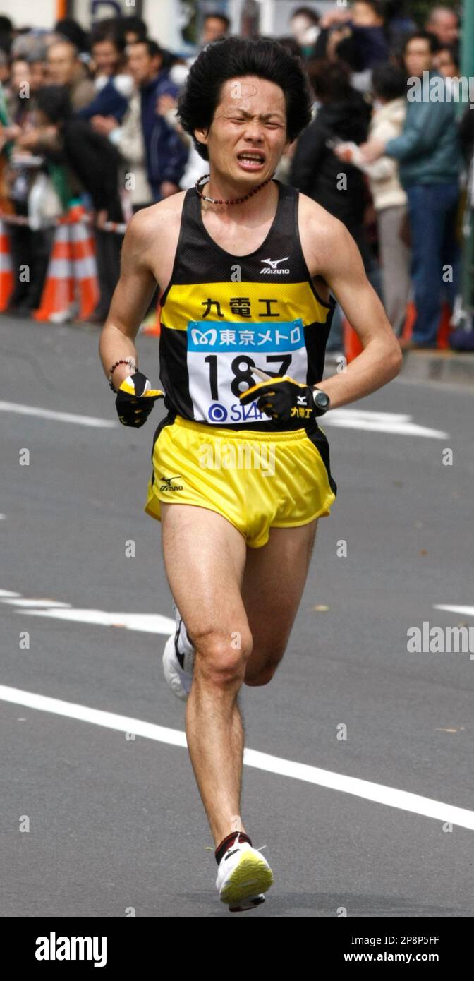 Kazuhiro Maeda of Japan runs during the men's race of Tokyo marathon in Tokyo, Sunday, March 22 ...