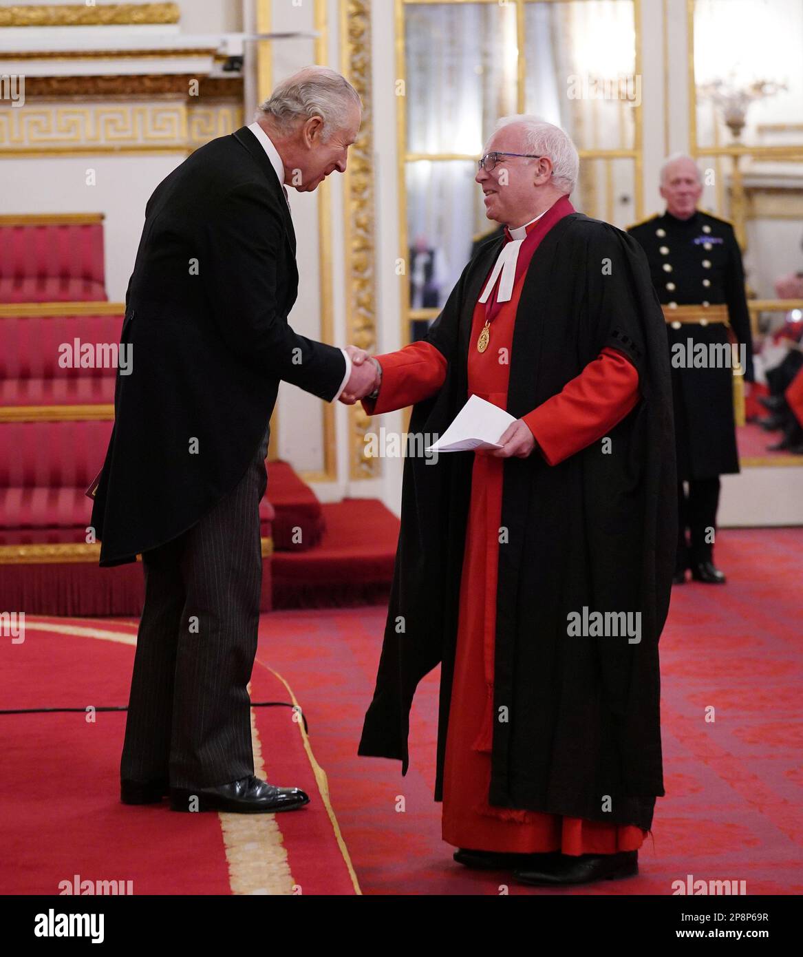 King Charles III and the Dean of Westminster David Hoyle, during a ...