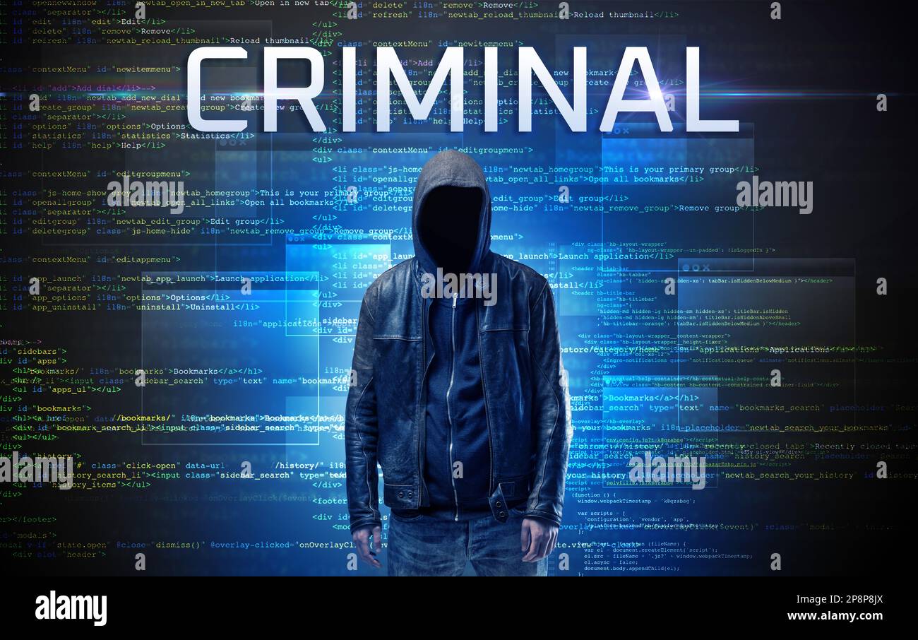 Faceless hacker on code background Stock Photo - Alamy