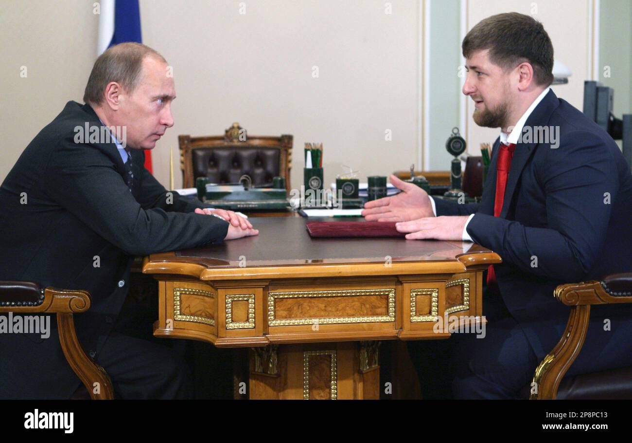 Russian Prime Minister Vladimir Putin, left, and Chechnya's President ...
