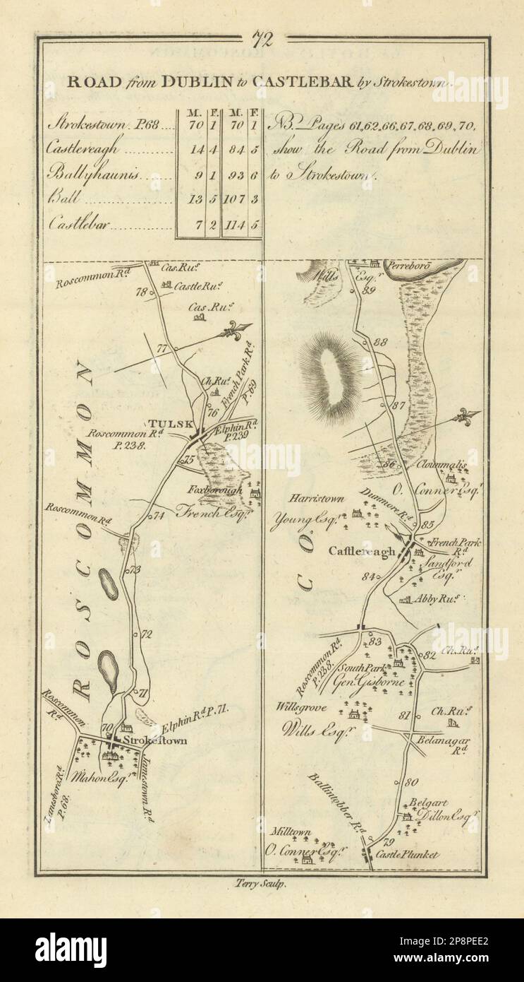 #72 Dublin to Castlebar by Strokestown. Tulsk Castlerea. TAYLOR/SKINNER ...