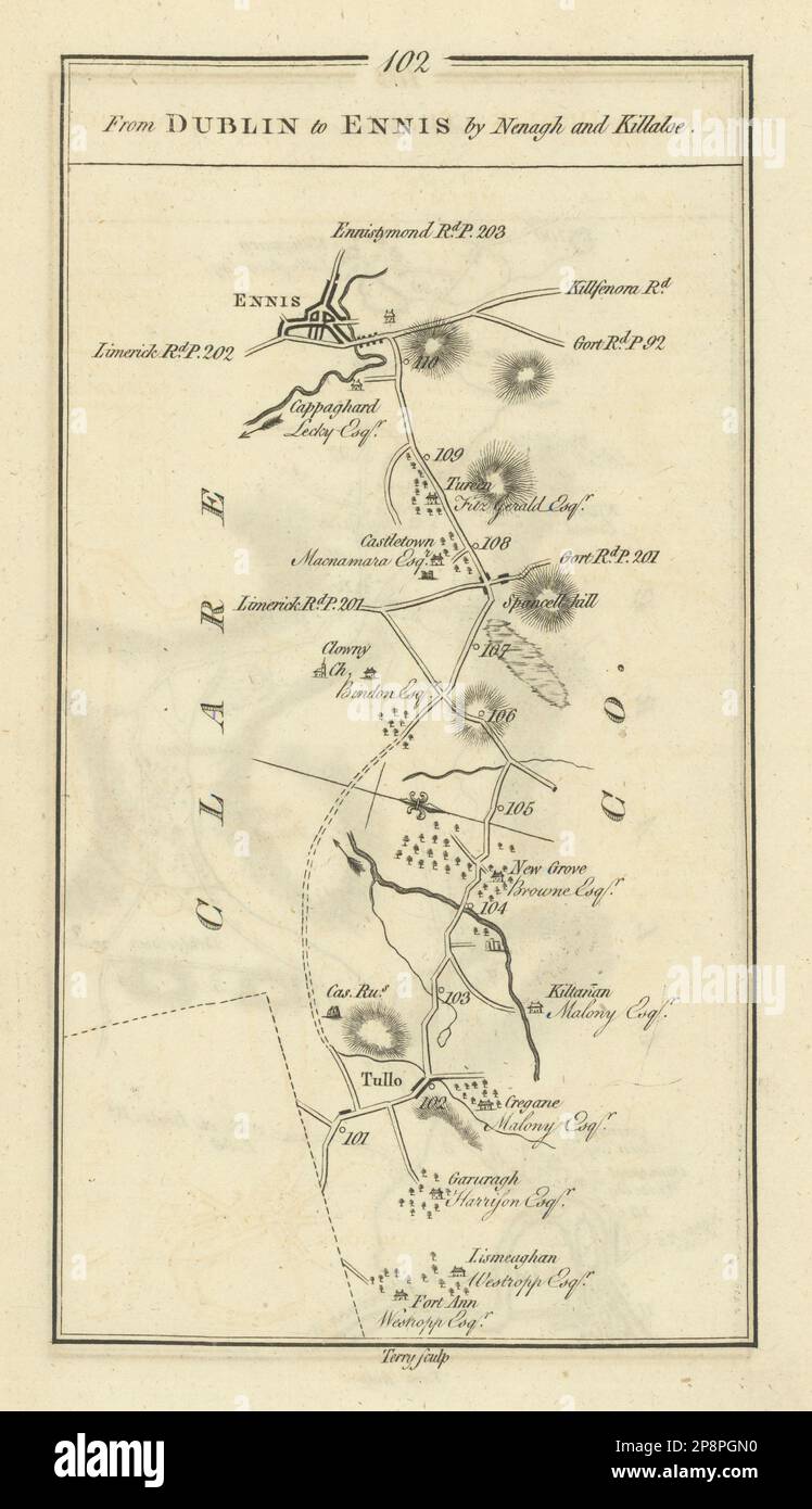 #102 Dublin to Ennis by Nenagh & Killaloe. Tulla Clare. TAYLOR/SKINNER ...