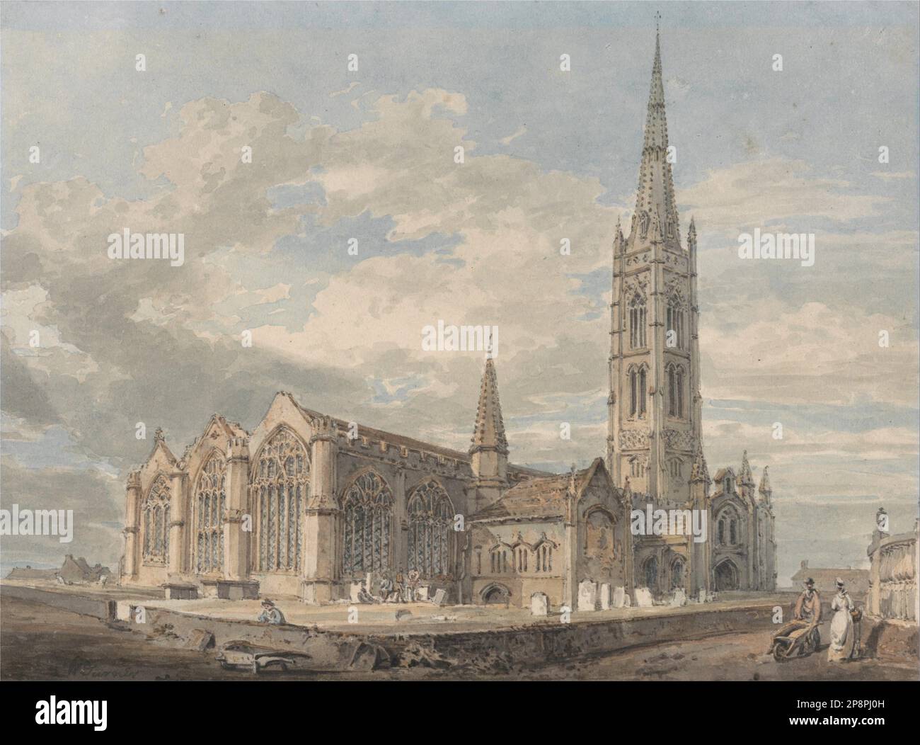 North East View of Grantham Church, Lincolnshire circa 1797 by Joseph ...