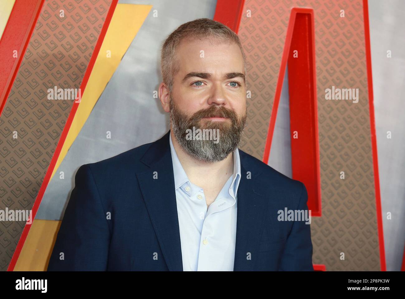 David F. Sandberg attends the UK premiere of Shazam! Fury of the Gods ...