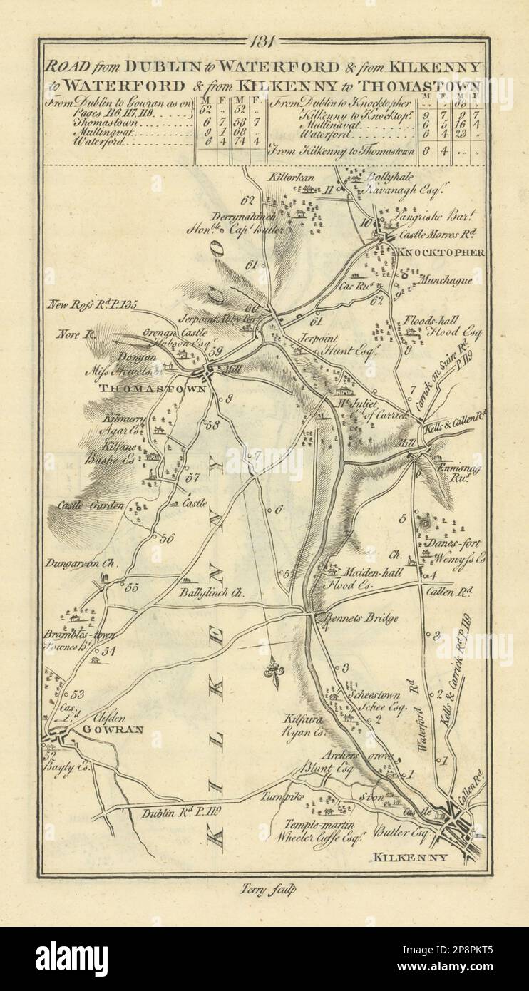 #131 Kilkenny to Thomastown. Knocktopher Gowran. TAYLOR/SKINNER 1778 ...