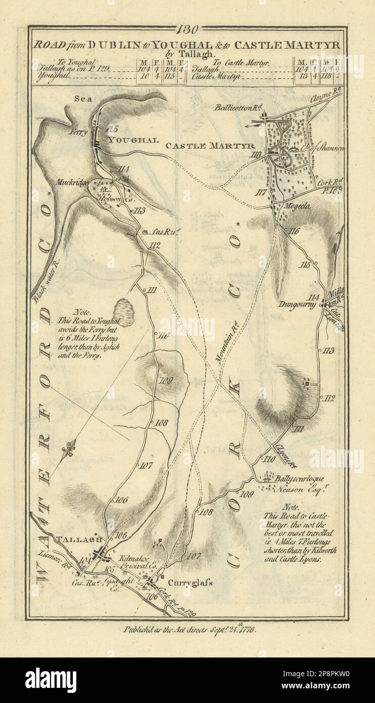 #130 to Youghal & Castlemartyr by Tallow. Curraglass. TAYLOR/SKINNER ...