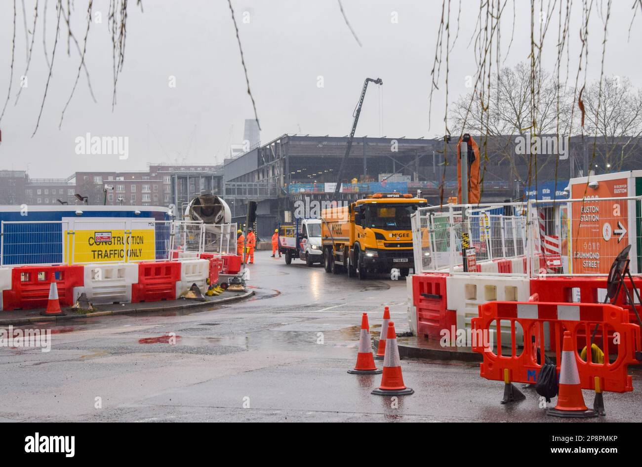 London, England, UK. 9th Mar, 2023. HS2 construction site near Euston ...