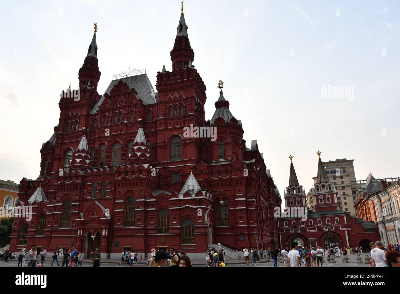 The red building of the State Historical Museum in Moscow, Russia Stock ...
