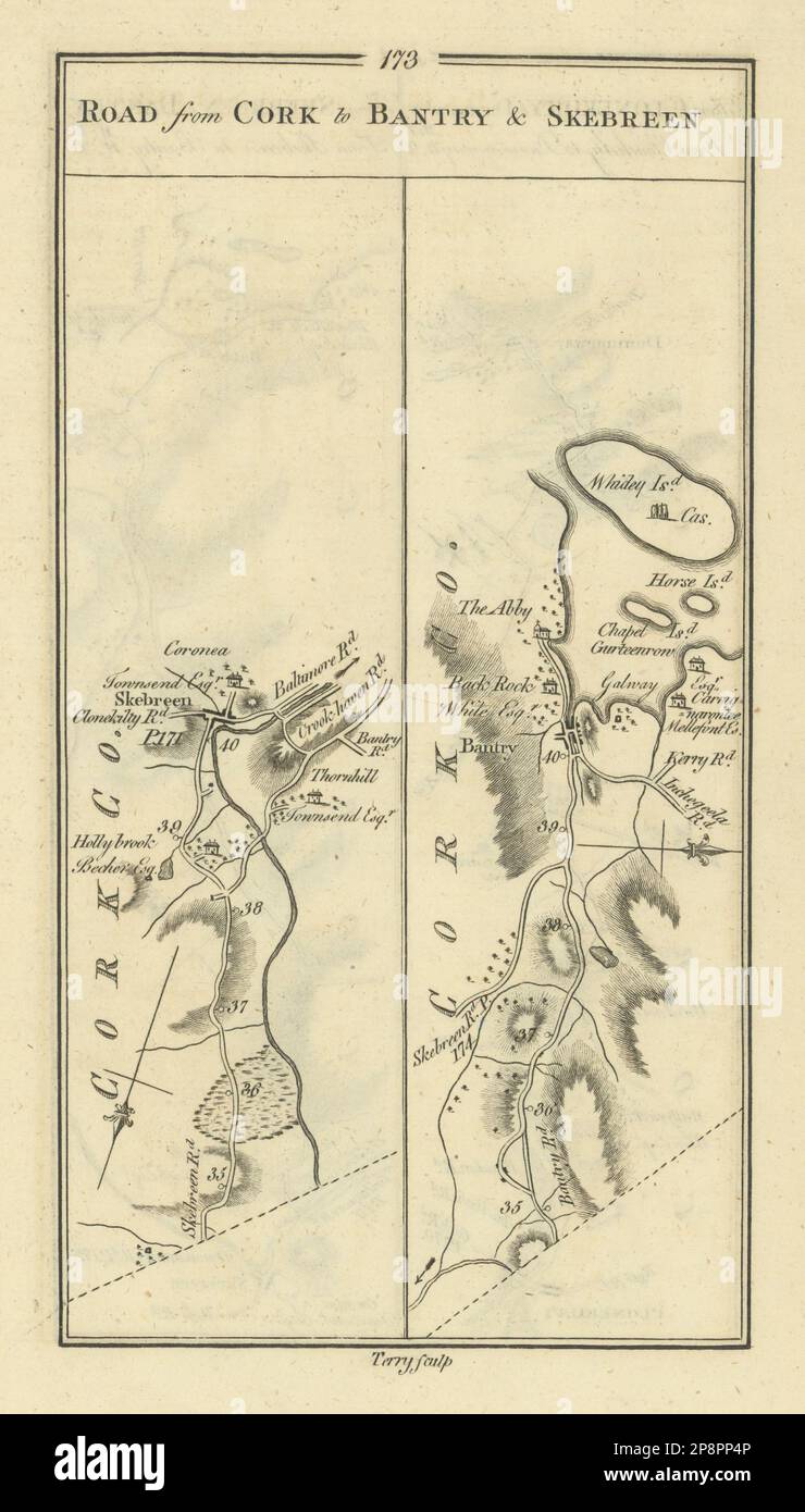 #173 Road from Cork to Bantry & Skebreen. Skibbereen. TAYLOR/SKINNER ...