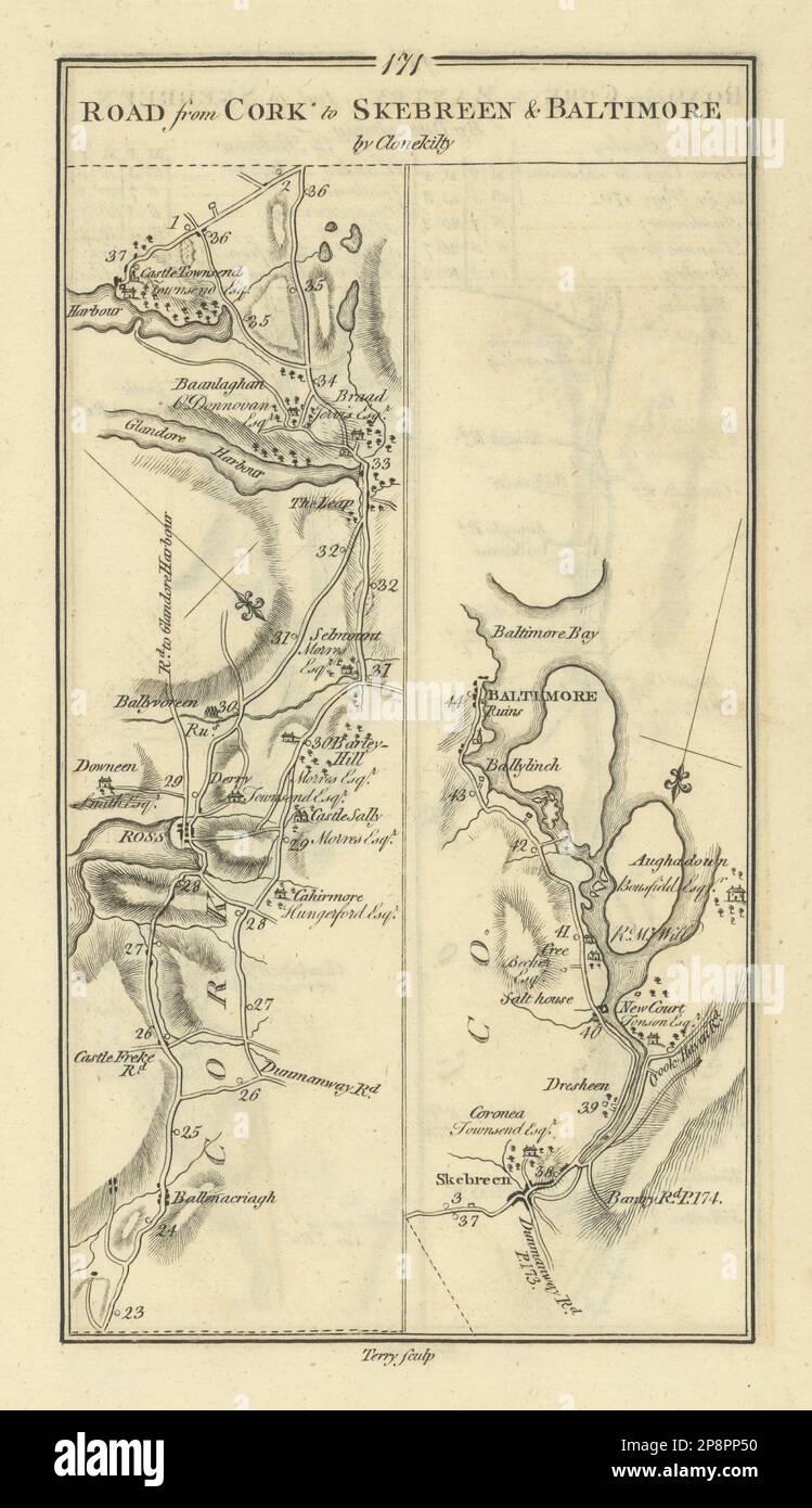 #171 Cork to Skibbereen & Baltimore. Rosscarbery. TAYLOR/SKINNER 1778 ...
