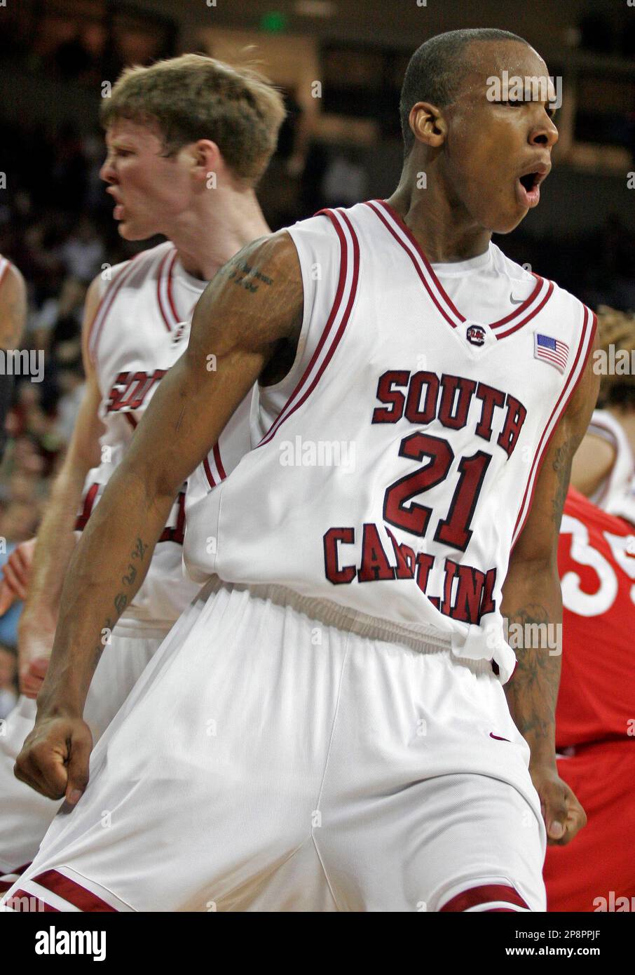 South Carolina forward Dominique Archie celebrates after a breakaway ...