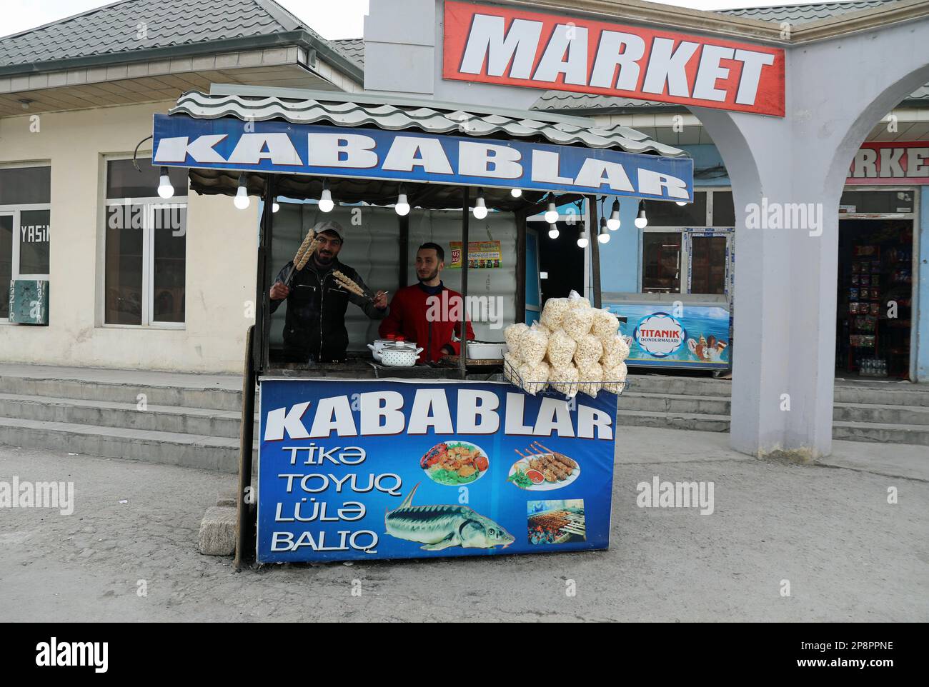 Roadside kebab stall in Azerbaijan Stock Photo - Alamy