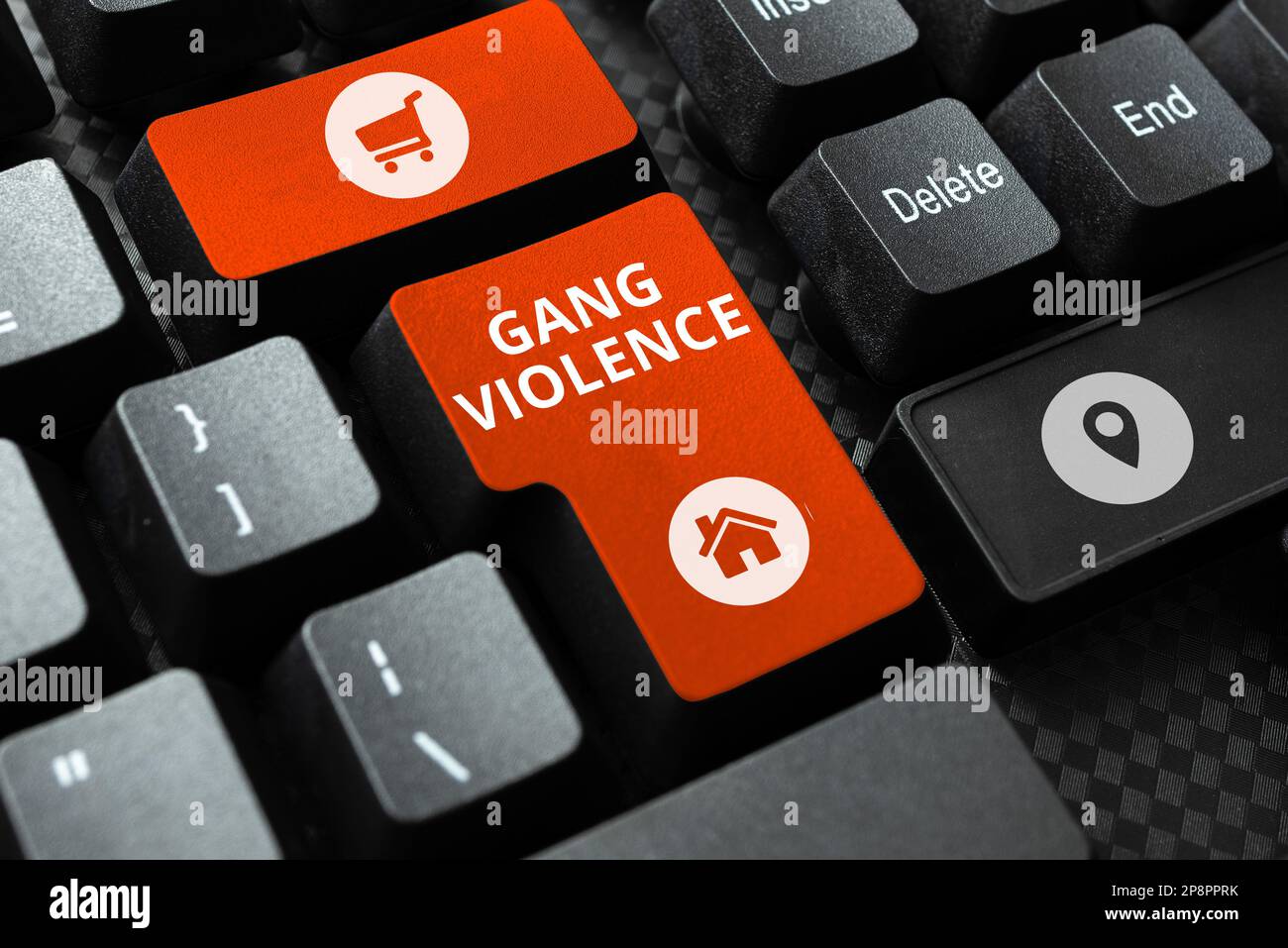 Hand writing sign Gang Violence. Conceptual photo infringement of the ...