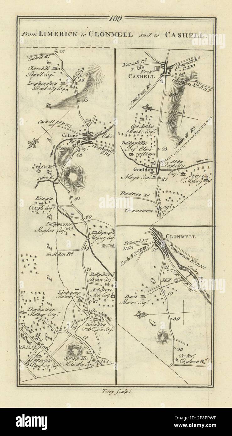#189 Limerick to Clonmell & Cashell. Cahir Golden. TAYLOR/SKINNER 1778 ...