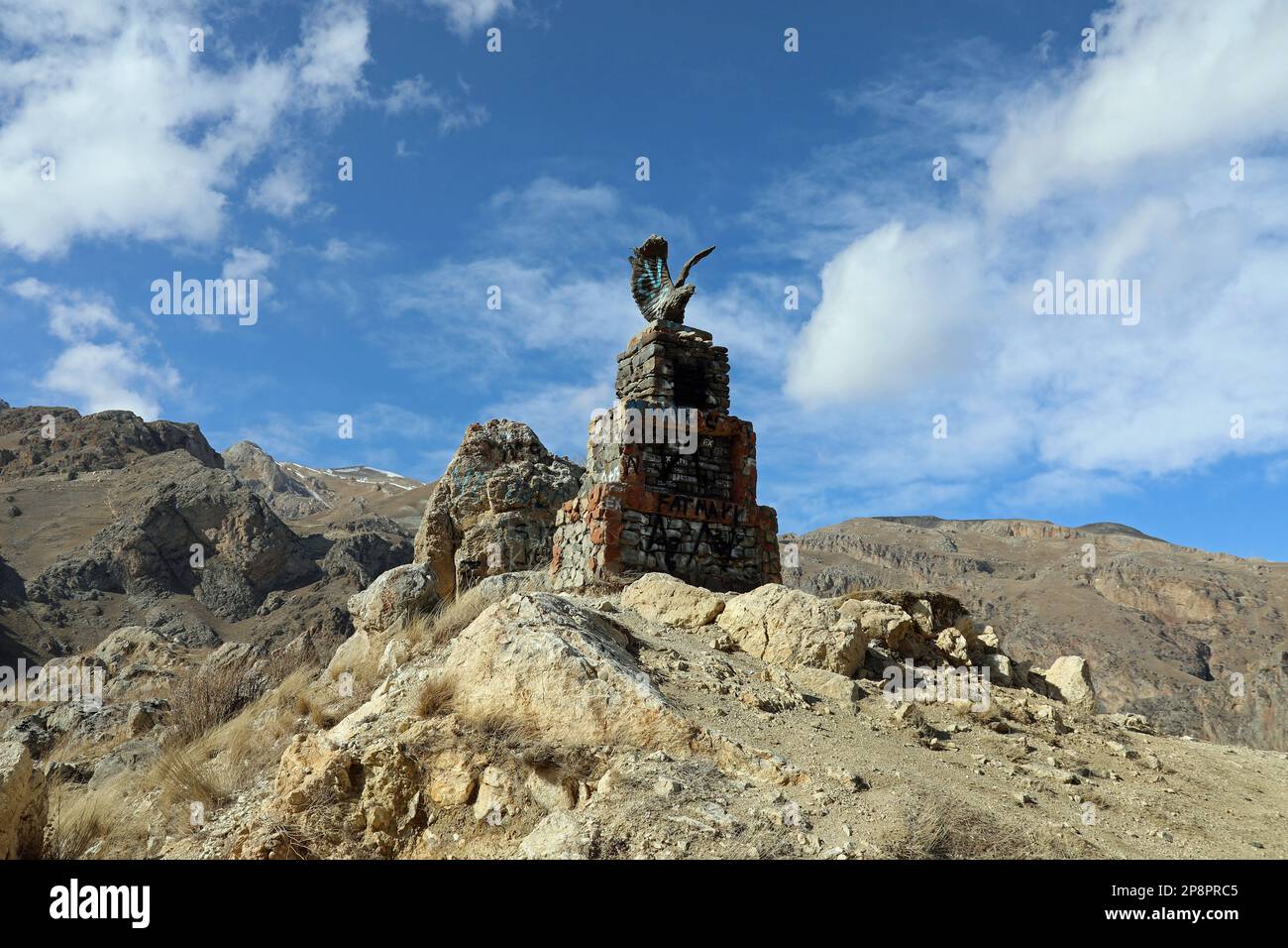 Peak of the Eagle on the road to Khinalug village in Azerbaijan Stock ...
