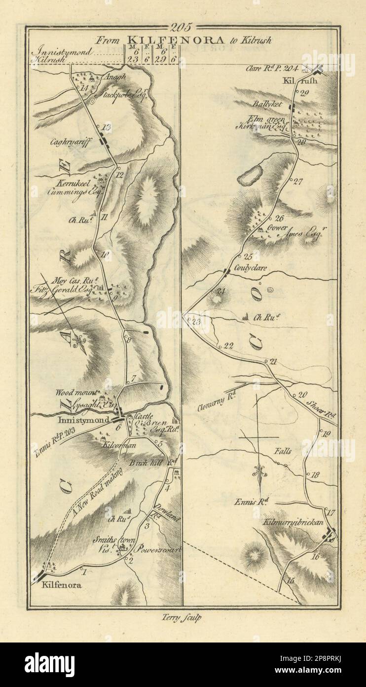 #205 From Kilfenora to Kilrush. Ennistymon Clare. TAYLOR/SKINNER 1778 ...