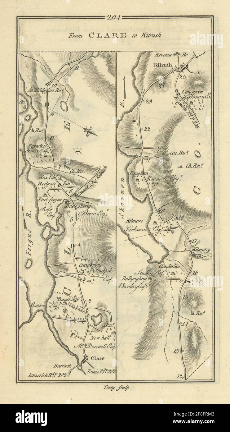 #204 From Clare to Kilrush. Claremorris Mayo. TAYLOR/SKINNER 1778 old ...