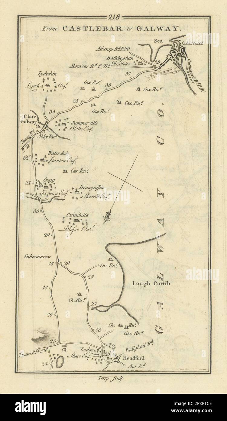 #218 Castlebar to Galway by Headford… Claregalway. TAYLOR/SKINNER 1778 ...