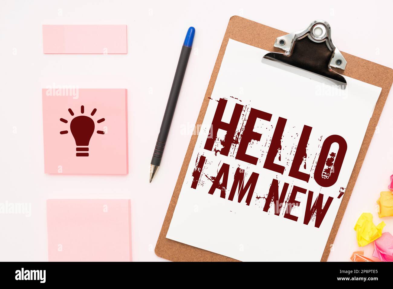 Hand writing sign Hello, I Am New. Conceptual photo introducing oneself ...