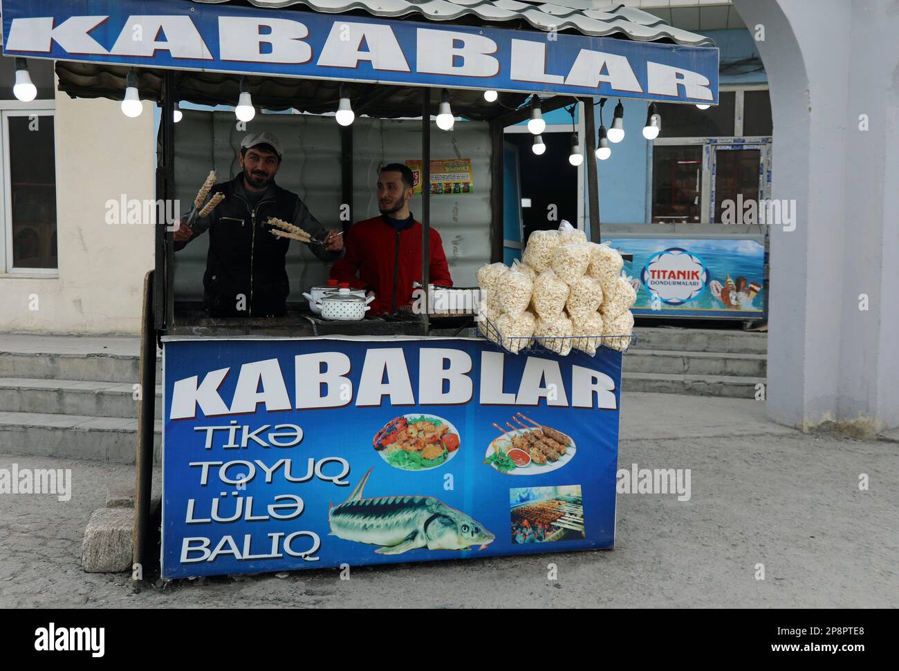 Roadside kebab stall in Azerbaijan Stock Photo - Alamy