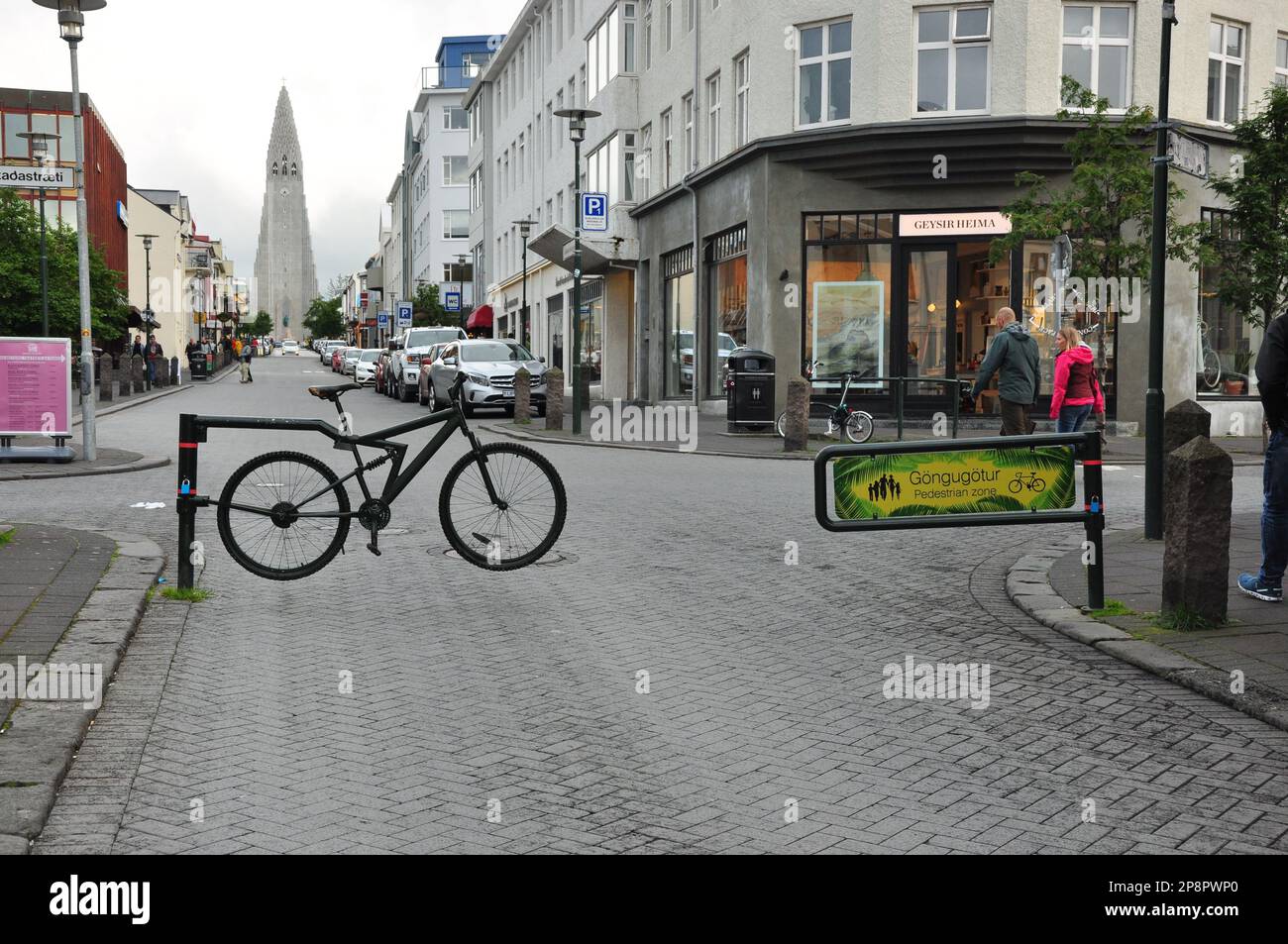 A creative gate to the pedestrian zone in Reykjavik, Iceland Stock ...