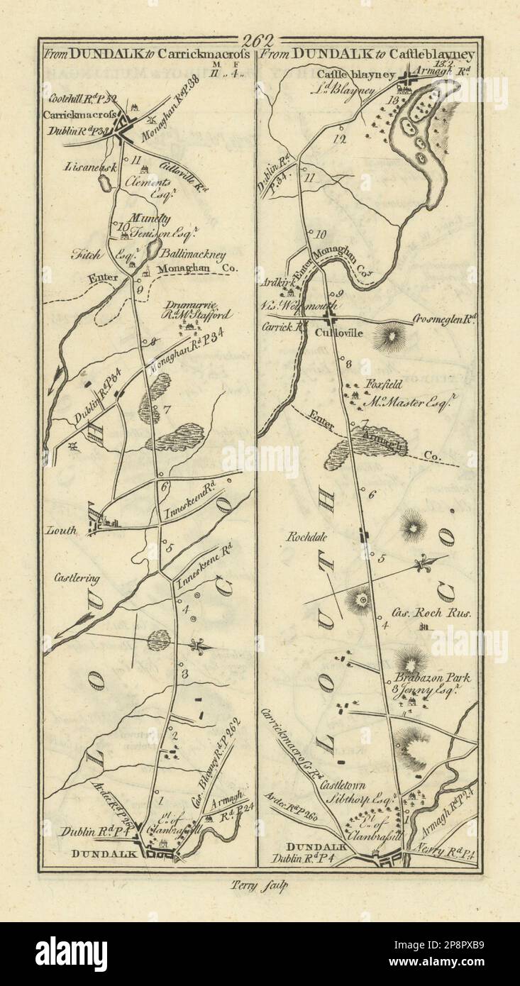 #262 Dundalk to Carrickmacross & Castleblayney. TAYLOR/SKINNER 1778 old ...