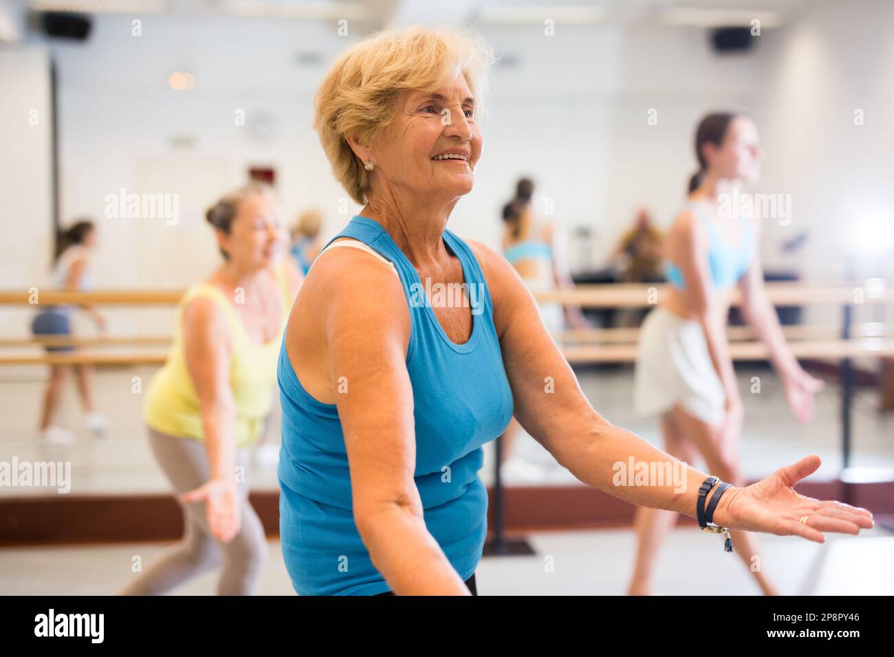 Group of adult people practicing dance techniques Stock Photo - Alamy