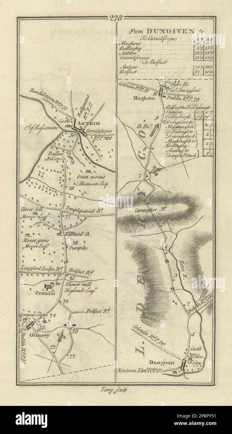 #278 Dungiven to Carrickfergus. Antrim Maghera Glenavy. TAYLOR/SKINNER ...