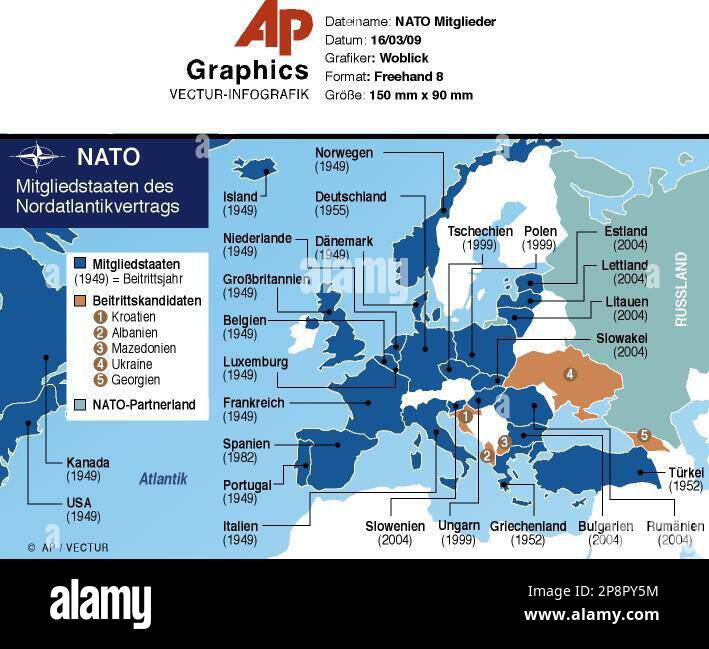 GRA102 GRAFIK NATO MITGLIEDER - Karte mit Einfaerbung der NATO ...