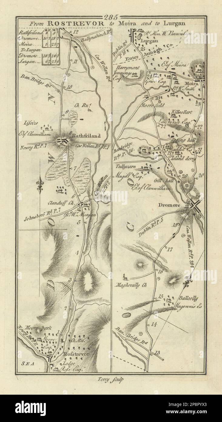 #285 Rostrevor to Moira & Lurgan. Dromore Rathfriland. TAYLOR/SKINNER ...