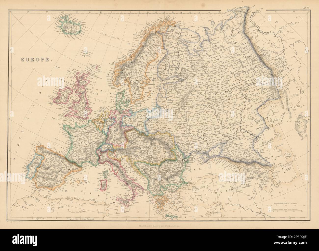 Europe by Joseph Wilson Lowry. Great Powers 1859 old antique map plan ...