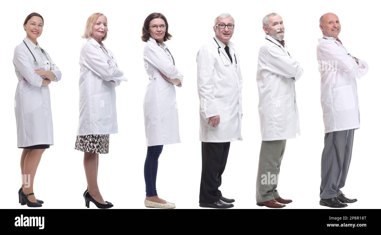 group of doctors in profile isolated on white Stock Photo - Alamy