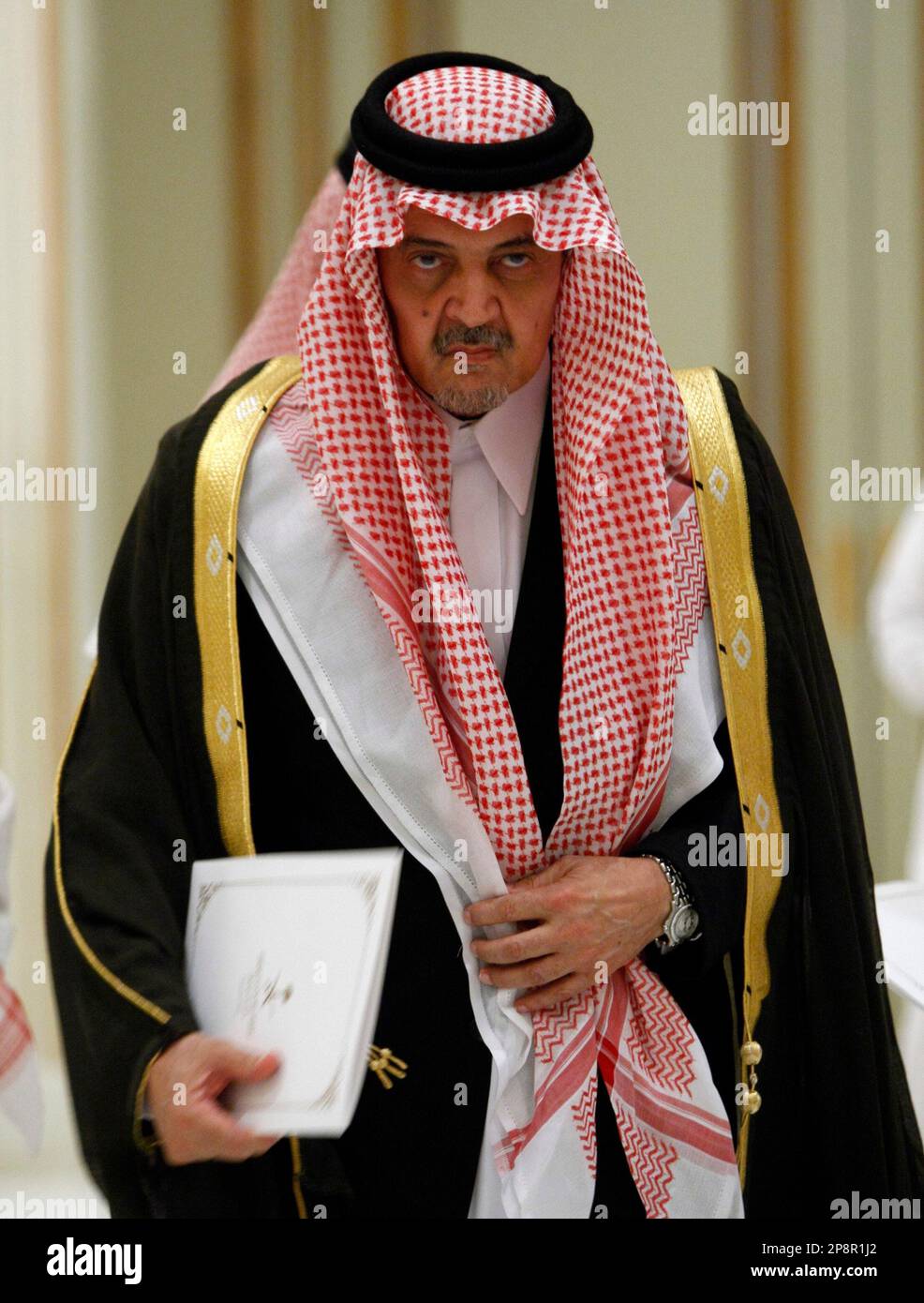 Saudi foreign minister Prince Saud Al-Faisal arrives at press release ...